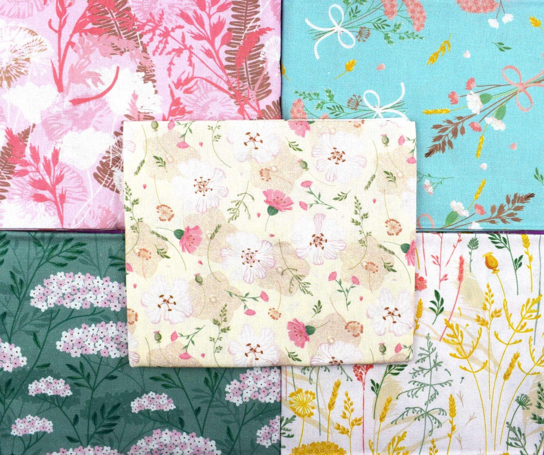 Pastel Floral Fat Quarter Bundle, Pastel Cotton Fabric, Wildflower Prints - Etsy