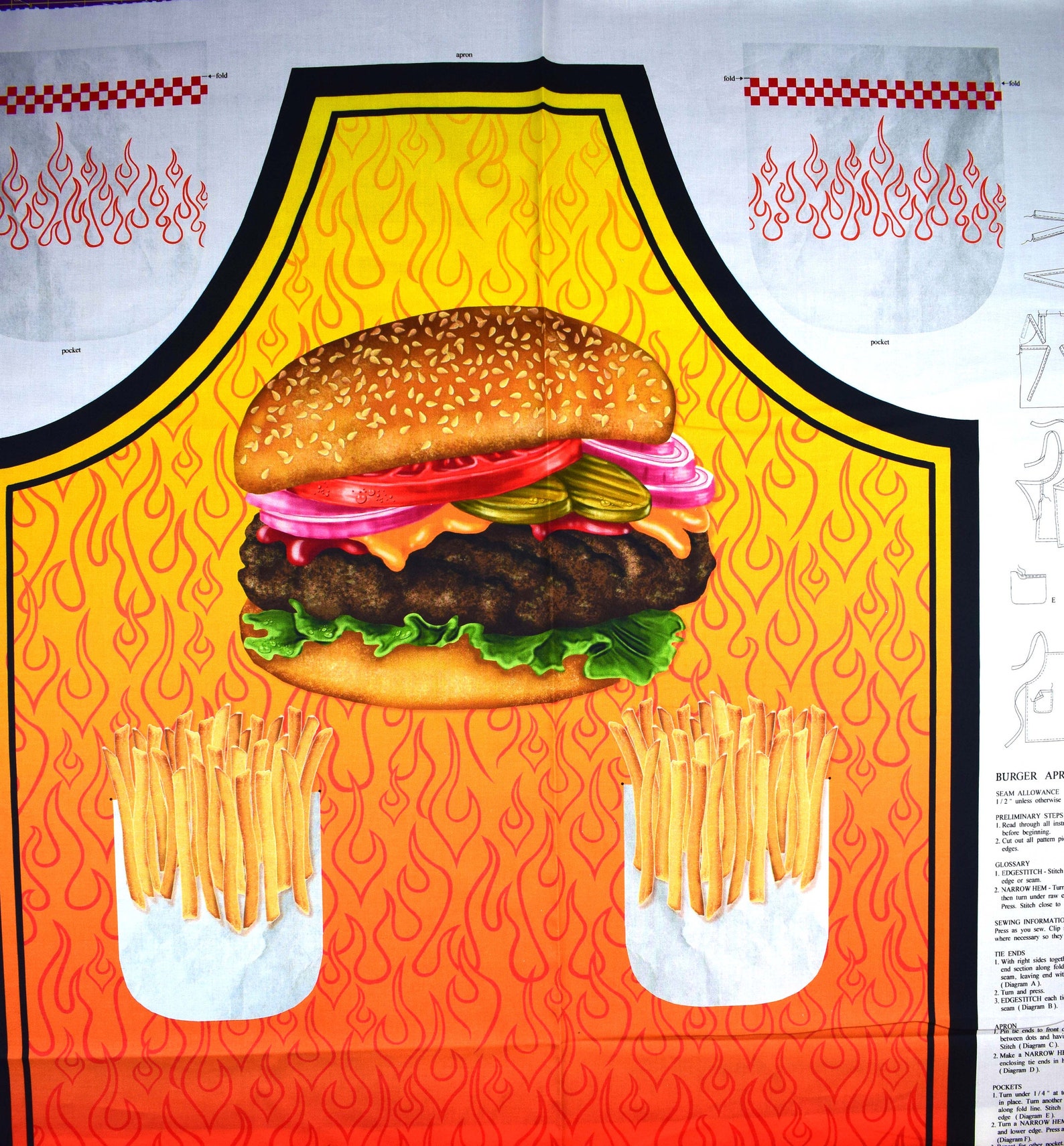 Burger Apron Barbecue Apron Panel BBQ Apron Craft Panel - Etsy