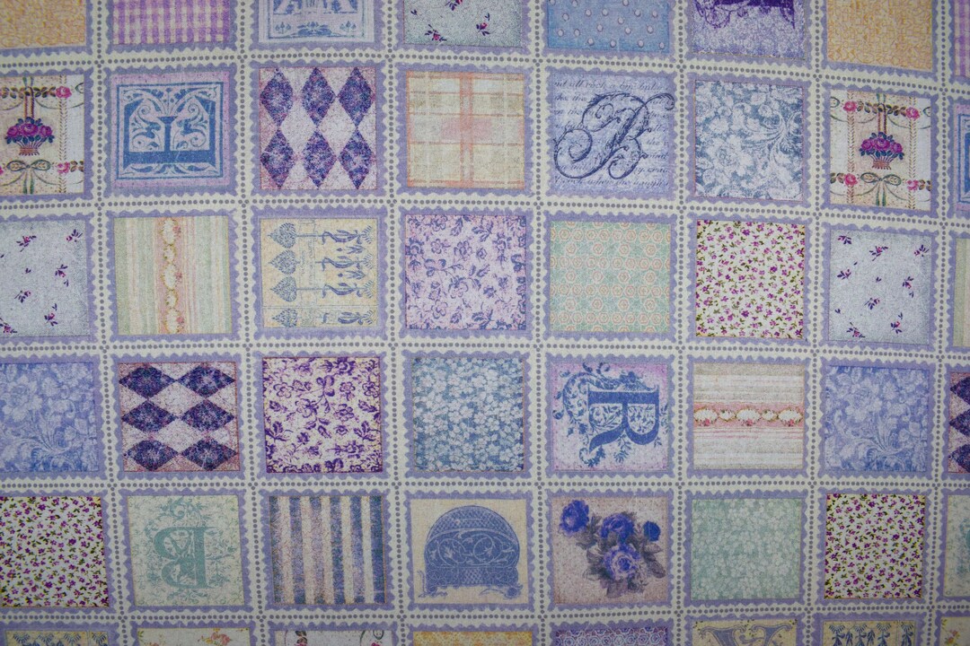 Patchwork Block Fabric, Fabric Squares, Pastel Quilting Fabric, Price ...