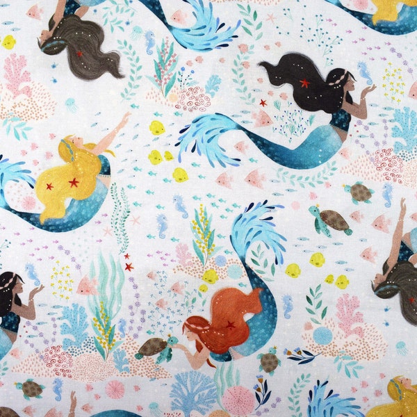 Mermaid Cotton Fabric - Etsy UK