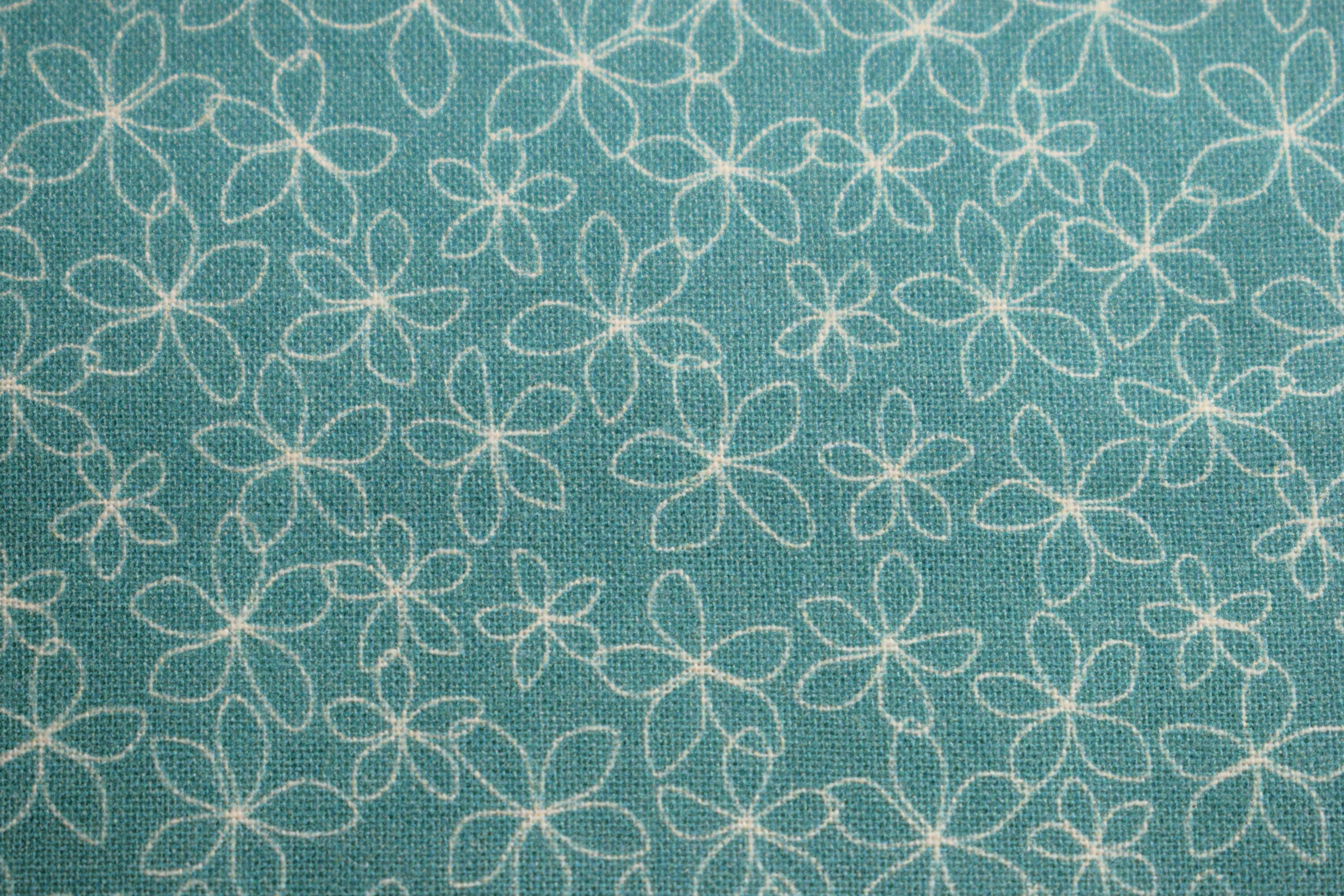 Turquoise floral fabric stencil flower Quilting fabric | Etsy