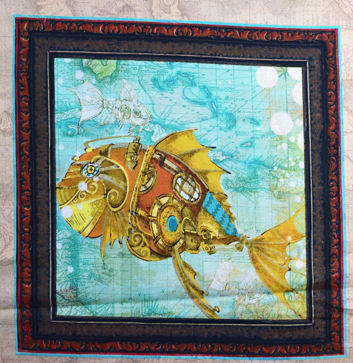 Steampunk Fantasy fabric panel Quilting panel Fantasy and | Etsy