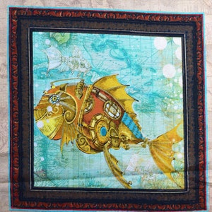 Steampunk Fantasy Fabric Panel, Quilting Panel, Fantasy and Fiction ...