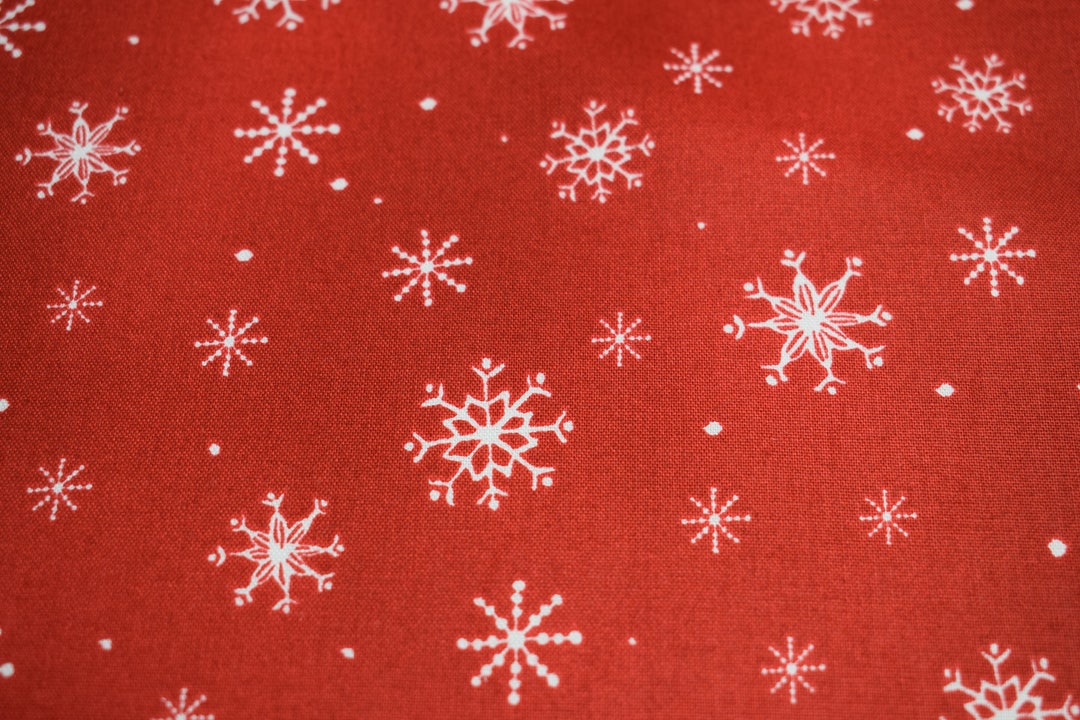 Red Snowflake Fabric, Christmas Fabric, Quilting Fabric, Just Chillin ...