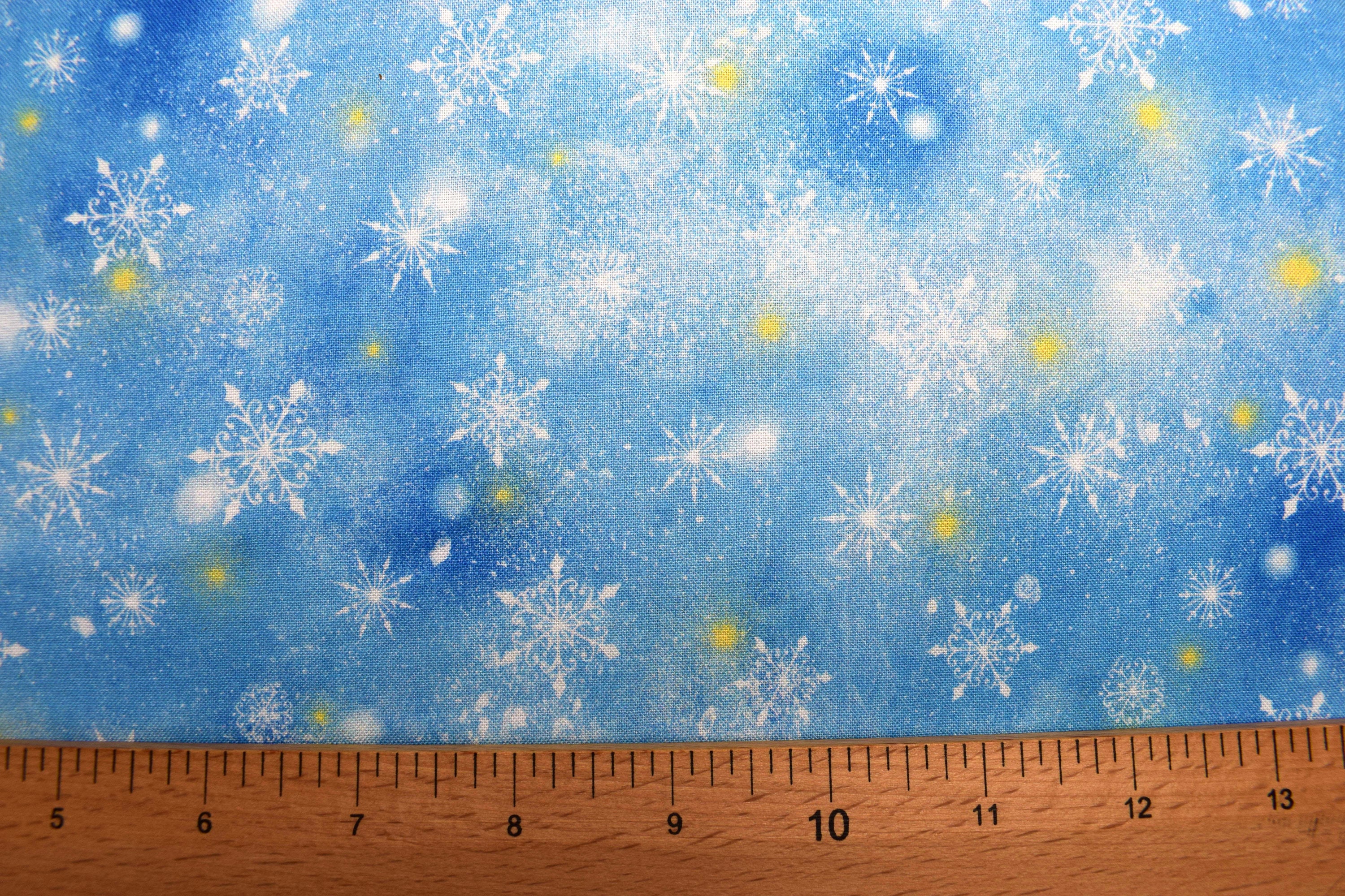 Light Blue Snowflake Fabric, Woodland Cuties, Christmas Quilting Fabric ...