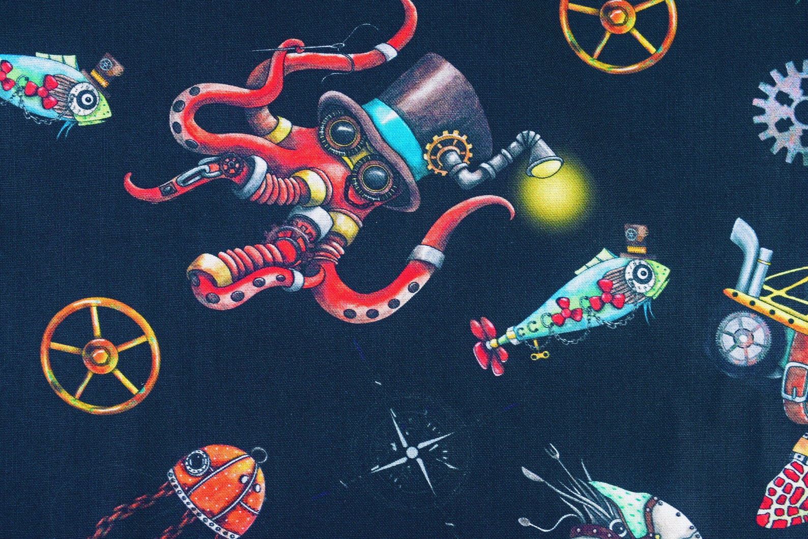 Aquatic Steampunk Fabric Quilting Fabric Cotton Fabric - Etsy