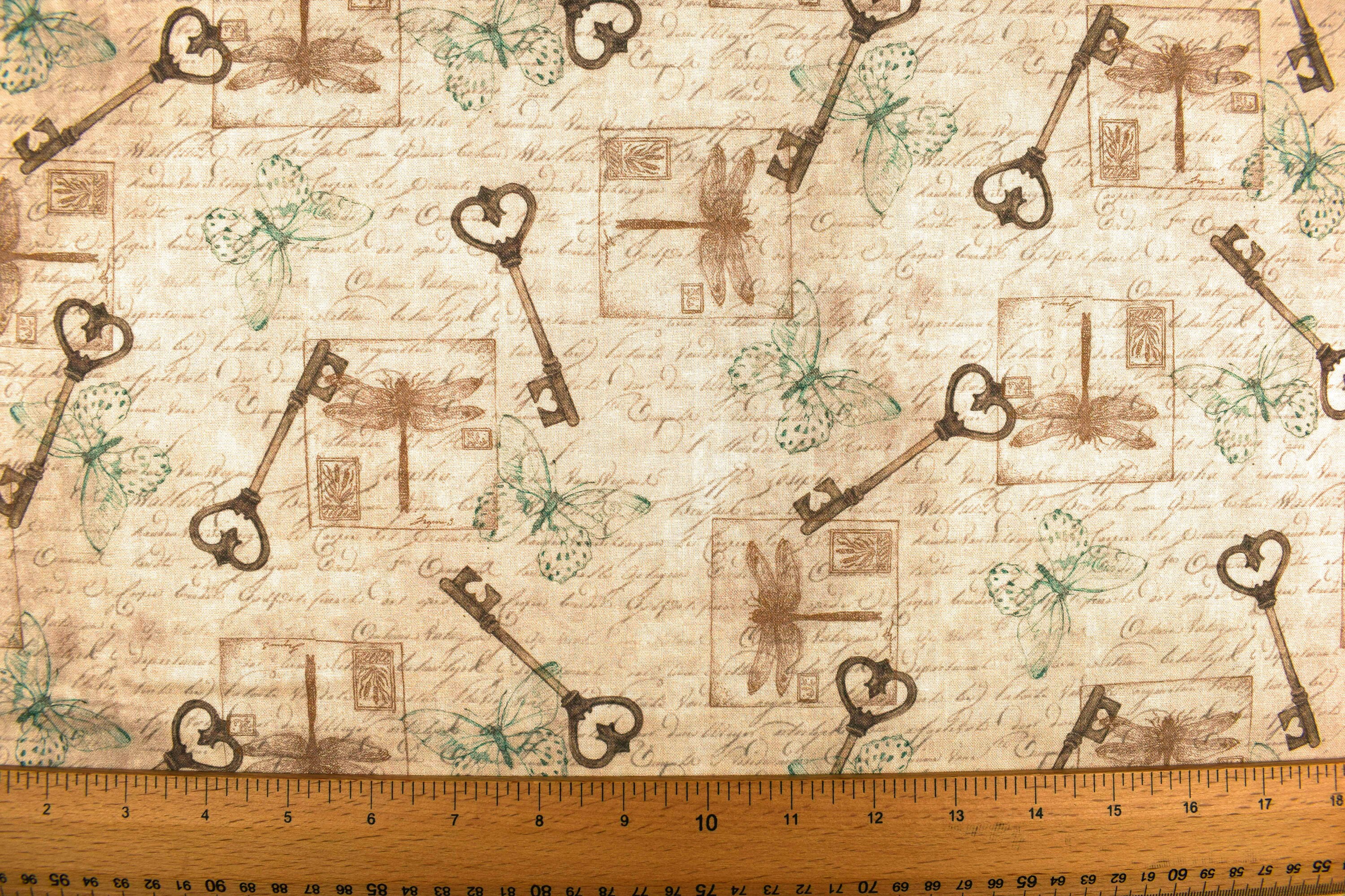 Key Fabric Quilting Fabric Keys to the Garden Price by the | Etsy