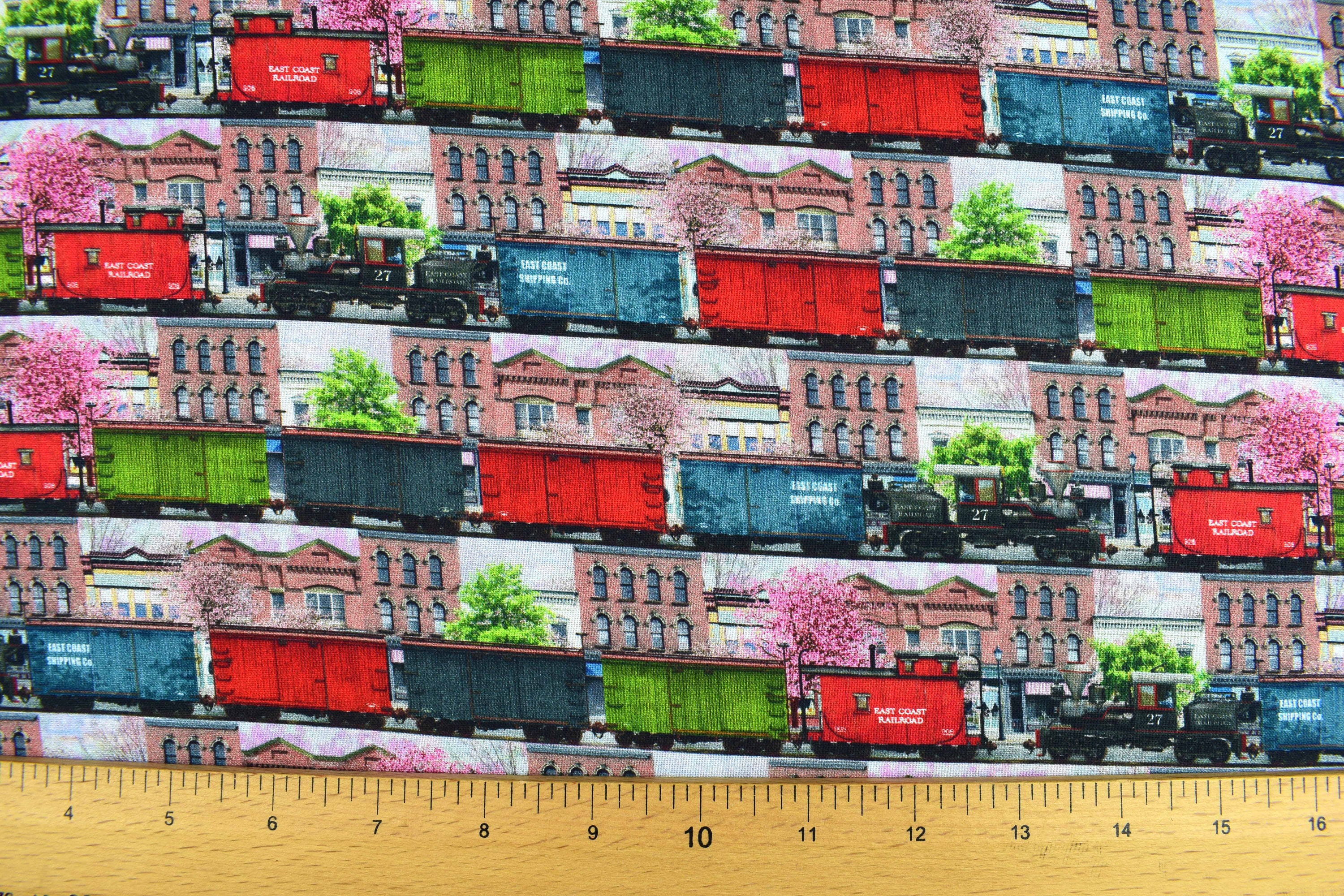 Steam Train Fabric Quilting Fabric Cotton Fabric Railroad - Etsy