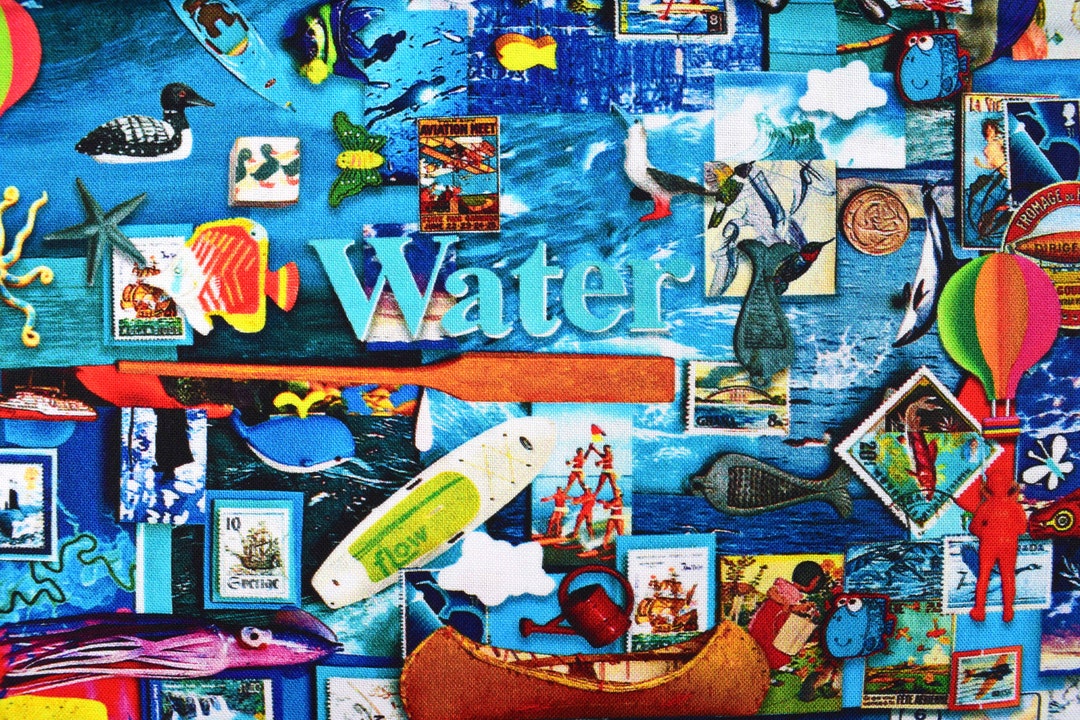 Wasser Collage Quilten Stoff, Wasser und Luft Collage Board ...