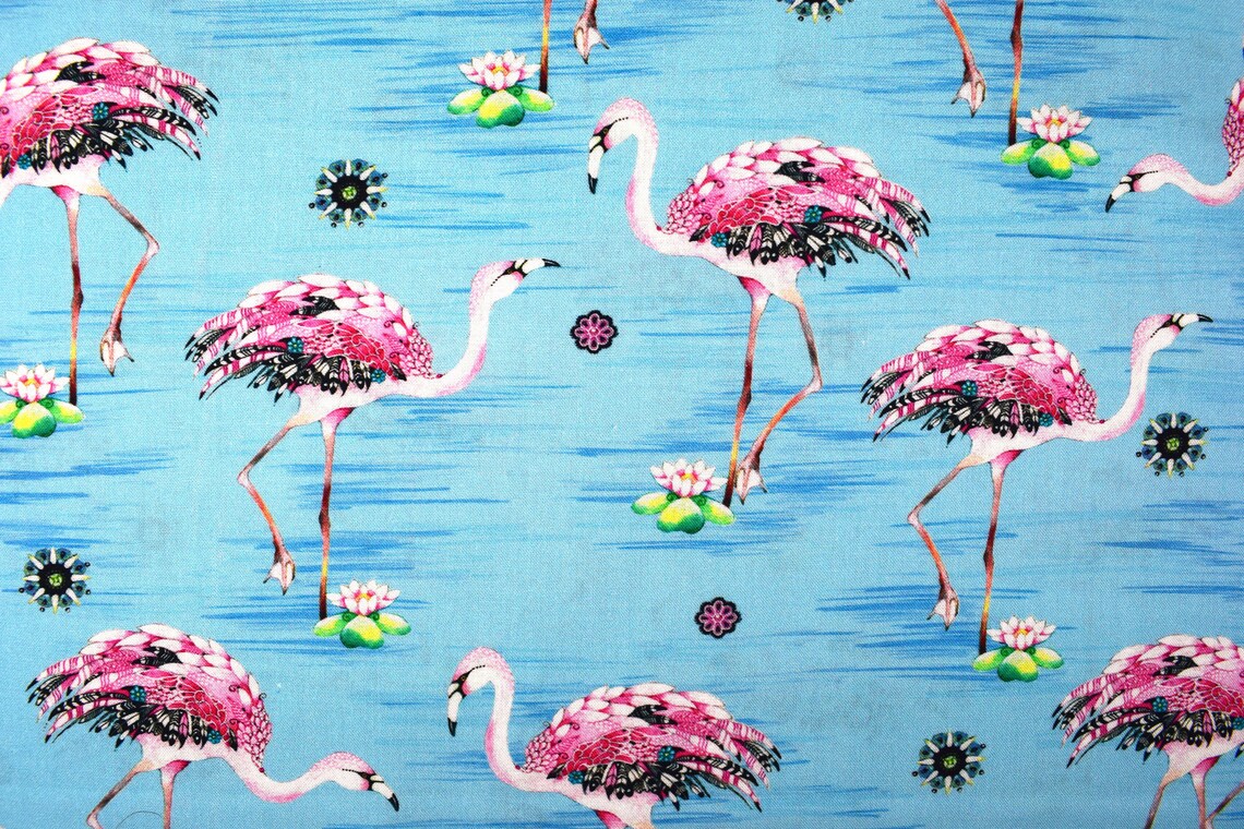 Flamingo Fabric Quilting Fabric Cotton Fabric Quilting | Etsy