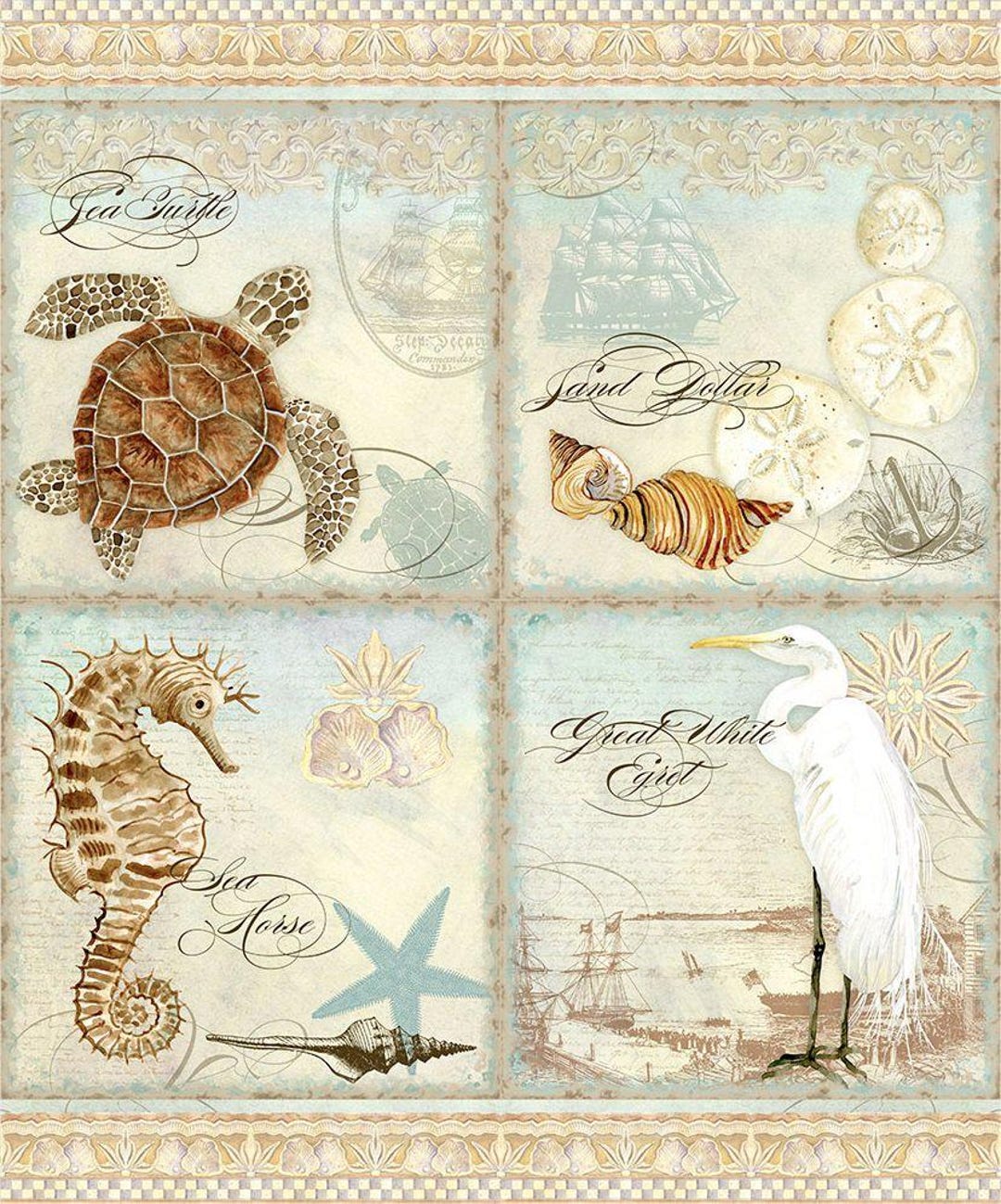 Coastal Waterways Panel, Cotton Fabric, Quilting Panel, - Etsy