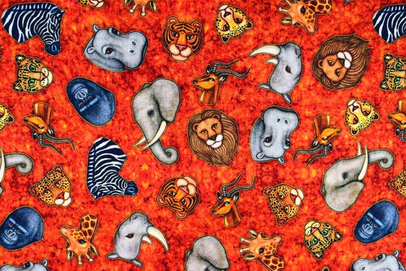 Animal heads fabric Quilting fabric cotton fabric quilting | Etsy