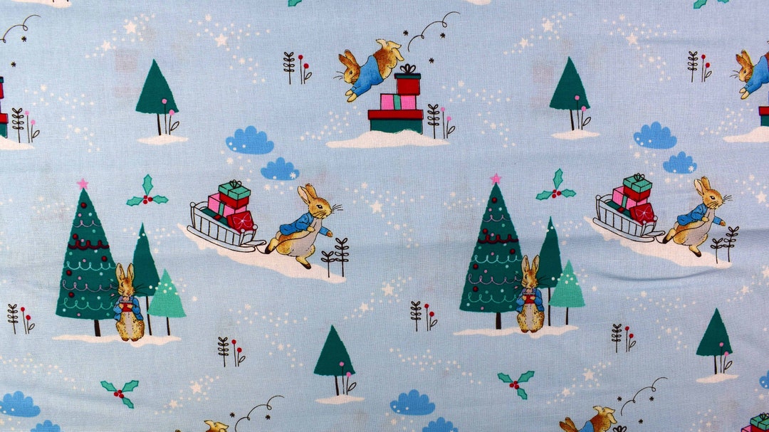 Christmas Quilting Fabric, Peter Rabbit, Beatrix Potter - Price by the ...