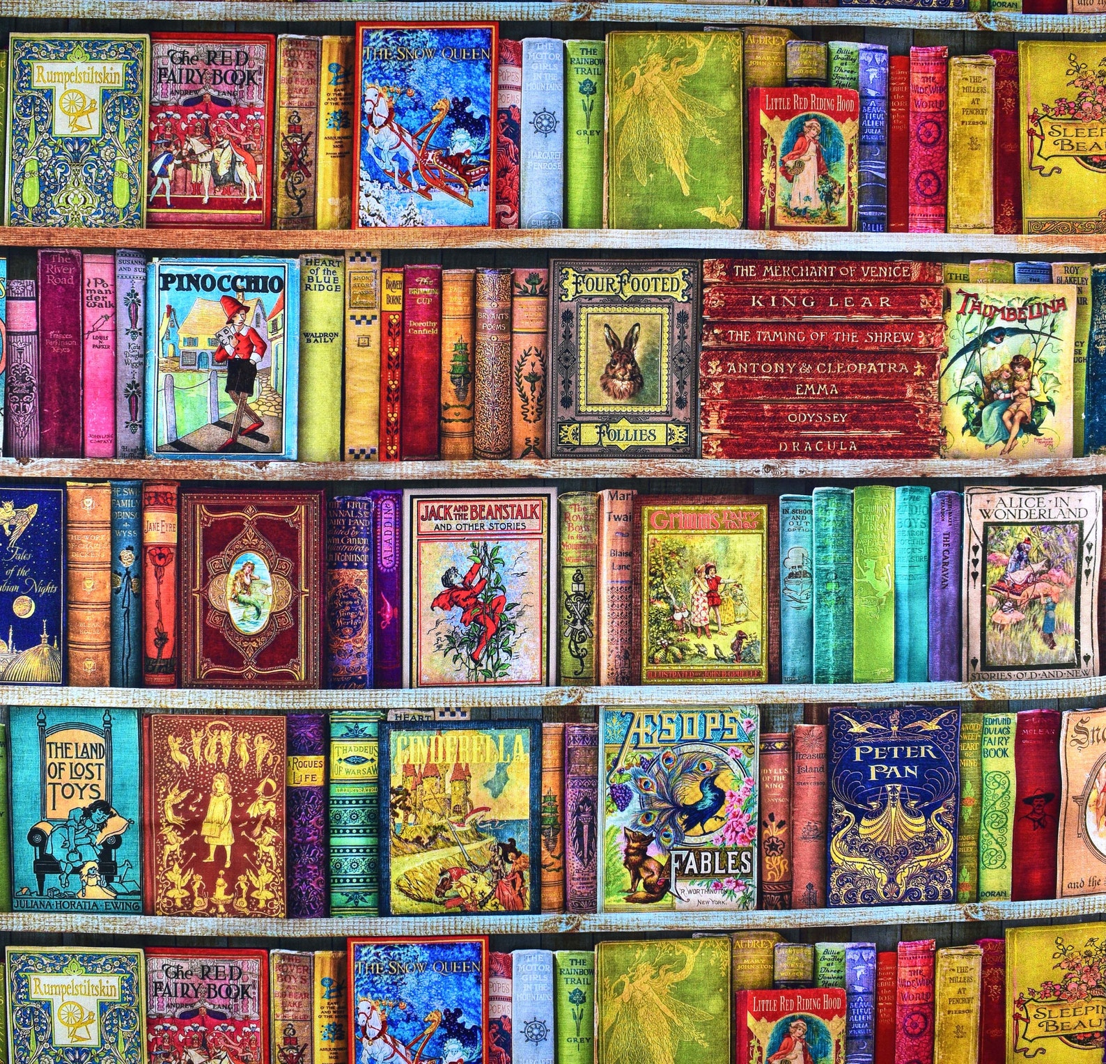 Vintage Books Fabric, Quilting Fabric, Library of Rarities Robert ...