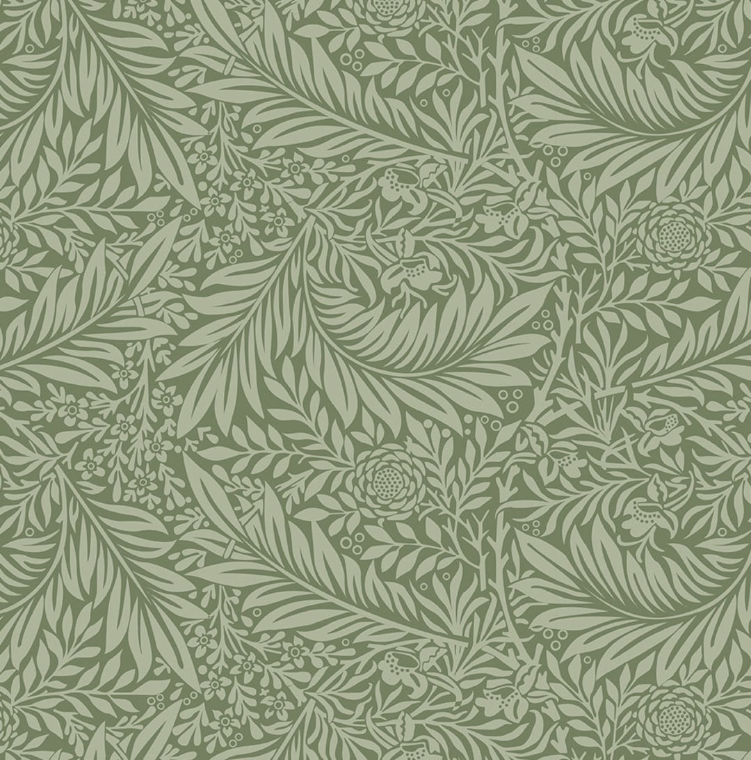 William Morris Larkspur Sage Green Floral Quilting Fabric, Extra Wide ...