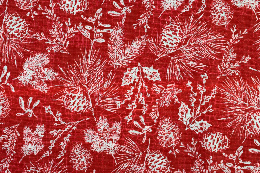 Scandi Red Christmas Fabric, Alpine Winter Cotton Quilting Fabric ...