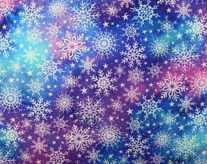 Snowflake Fabric, Christmas Quilting Fabric, Angels on High, Purple ...