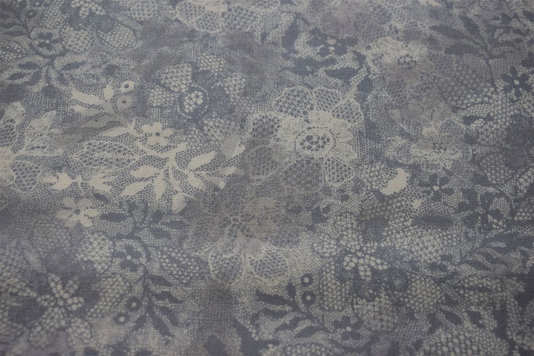 Grey Lace Fabric, Floral Lace Pattern, Quilting Fabric by Inprint Jane ...