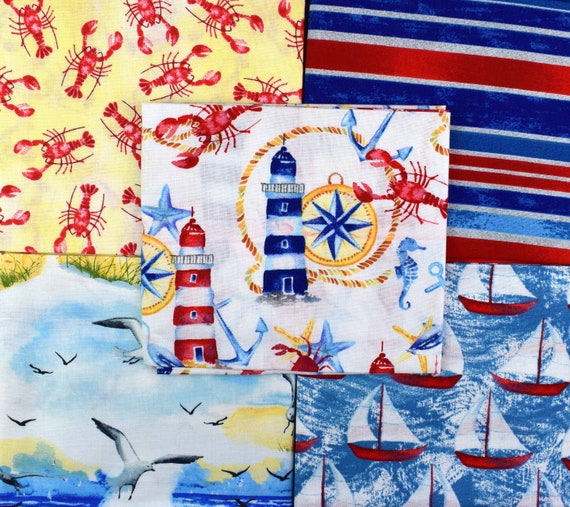 Lighthouse Fat Quarter Bundle Seaside Fabric Quilting - Etsy