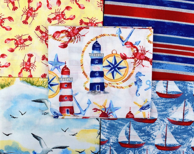 Lighthouse Fat Quarter Bundle, Seaside Fabric, Quilting Fabric, Cotton Fabric - Etsy