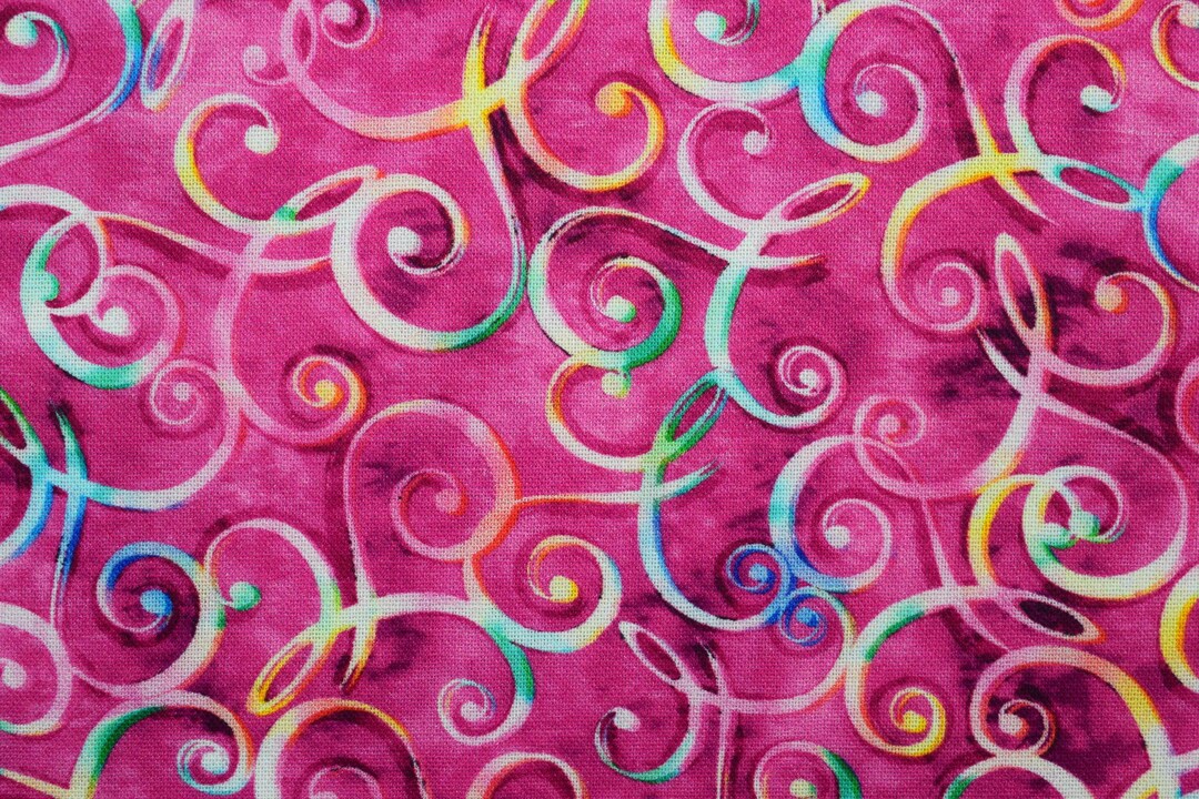 Vibrant Pink Scrollwork Cotton Quilting Fabric - Price by Half Metre - Etsy