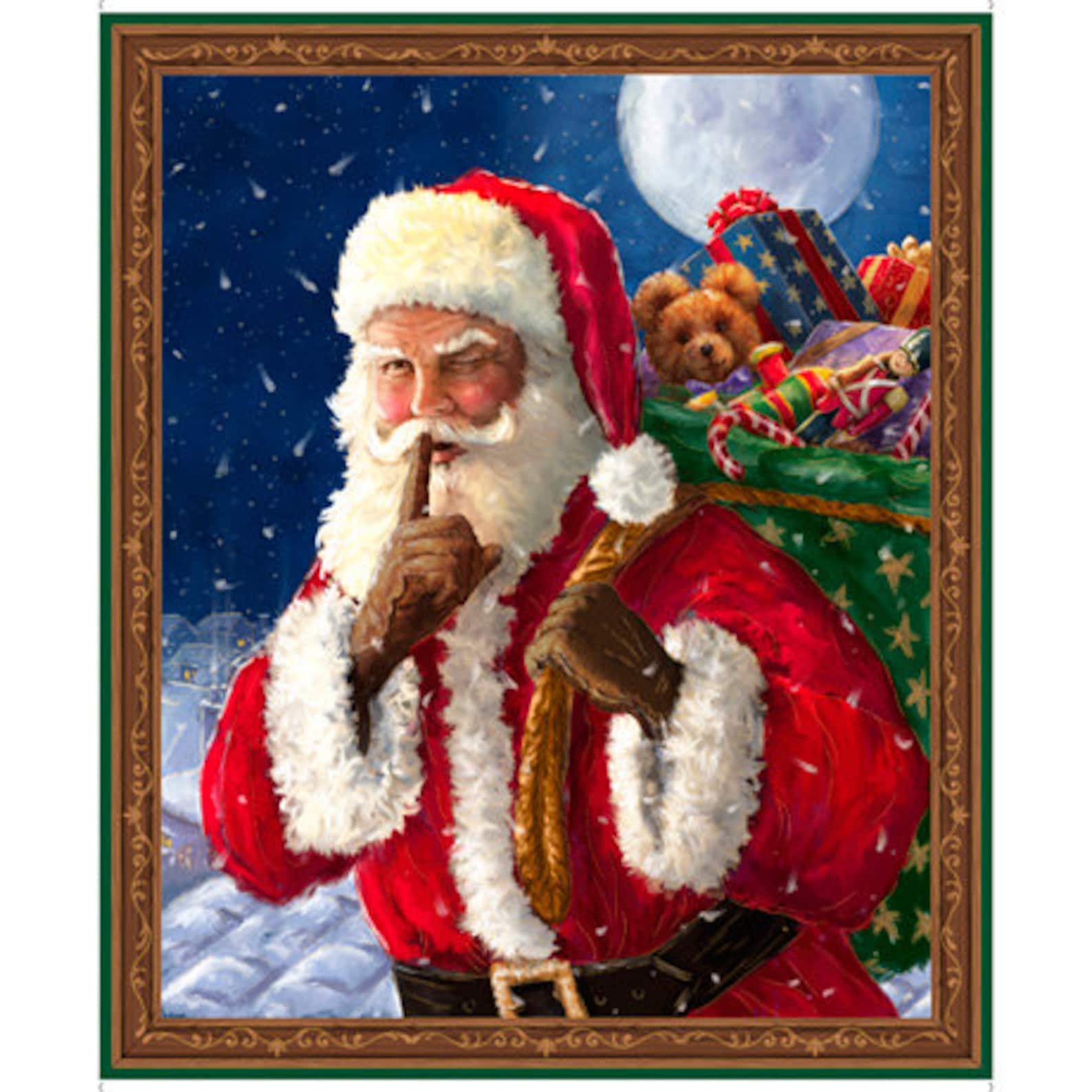 Santa Claus fabric panel cotton Quilting panel | Etsy