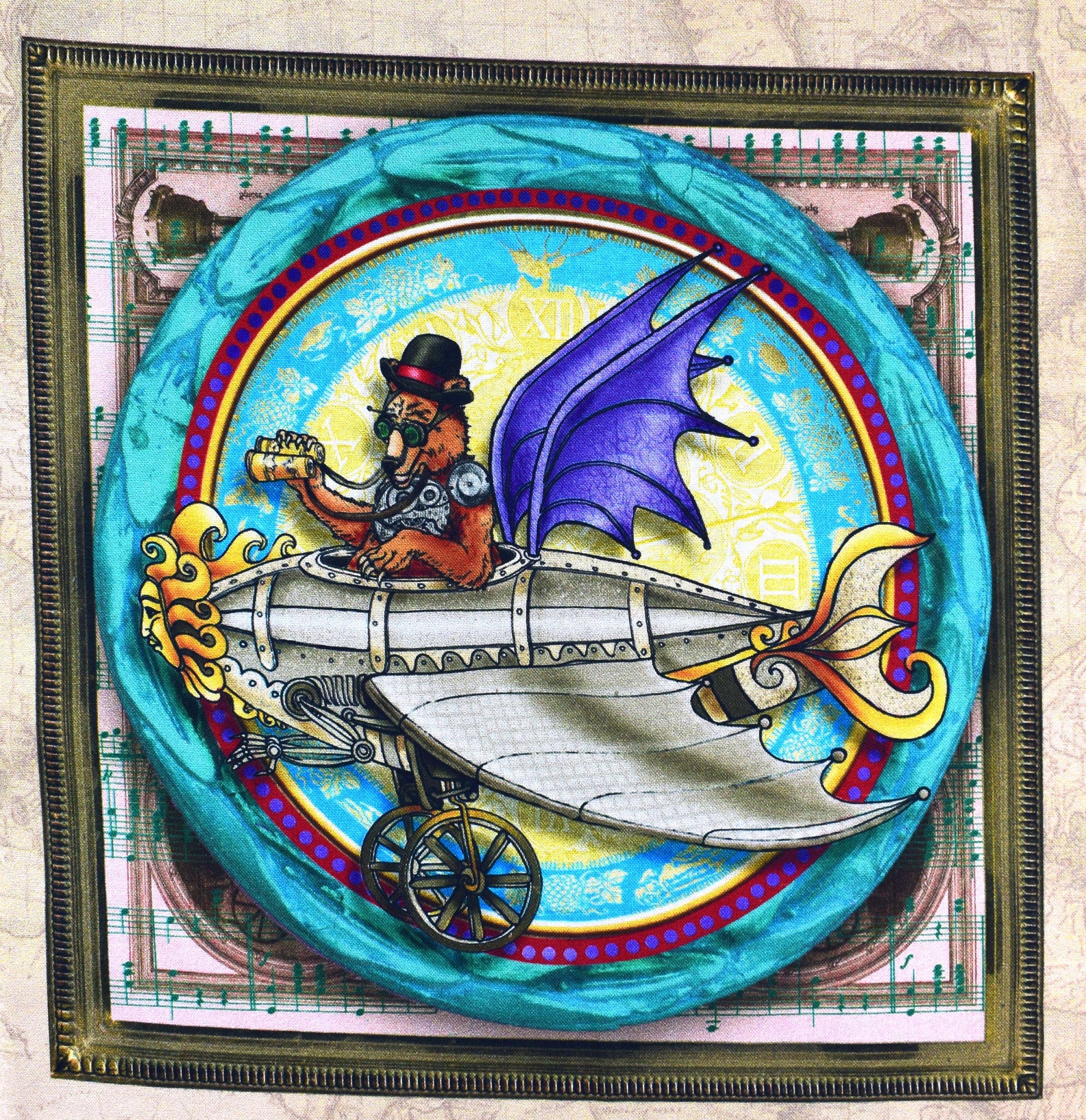 Steampunk Fantasy fabric panel Quilting panel Fantasy and | Etsy