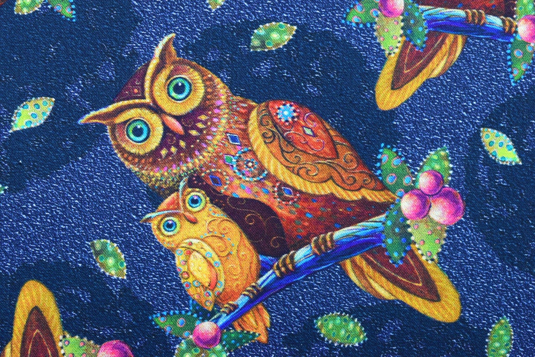 Owl Fabric, Quilting Fabric, Opulent Owls, Owlets Fabric Price by the ...