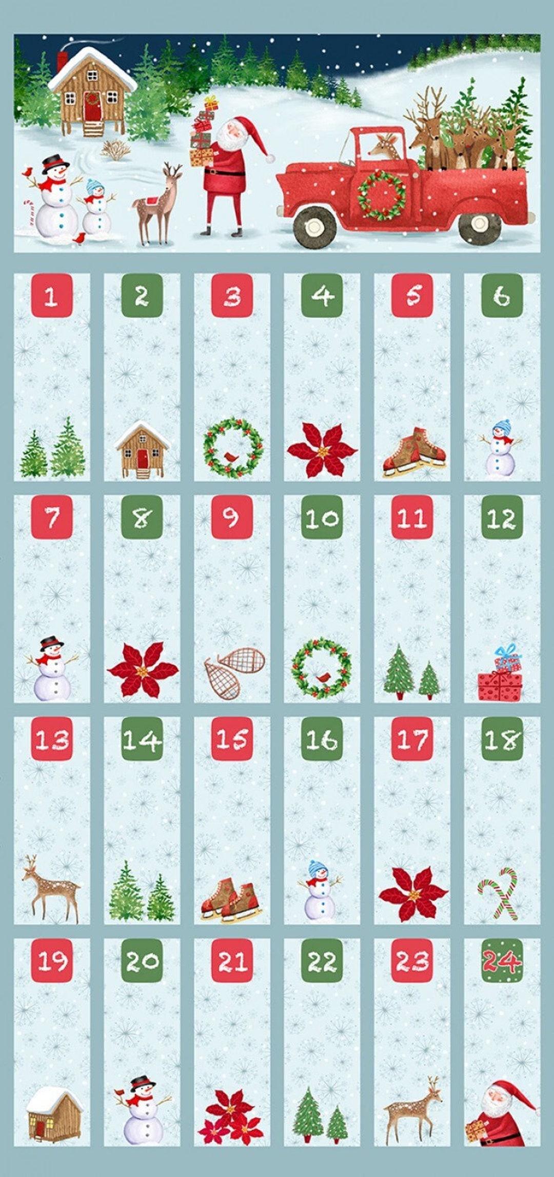 Santa Clause Advent Calendar Panel, Reusable Advent Calendar, Santas ...