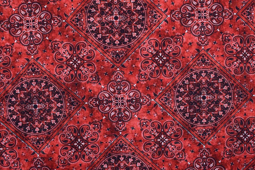 Red Geometric Extra Wide Quilting Fabric, Cotton Fabric - Price by the ...