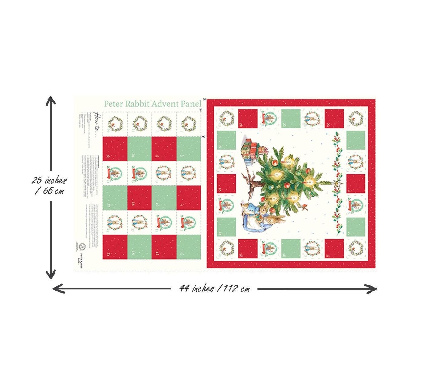 Peter Rabbit Advent Calendar Fabric Panel, Christmas Quilting - Etsy
