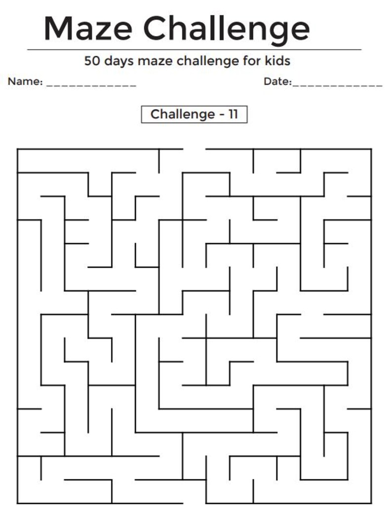 Printable Maze Challenge: Kids' Activity Sheets (instant Download) - Etsy