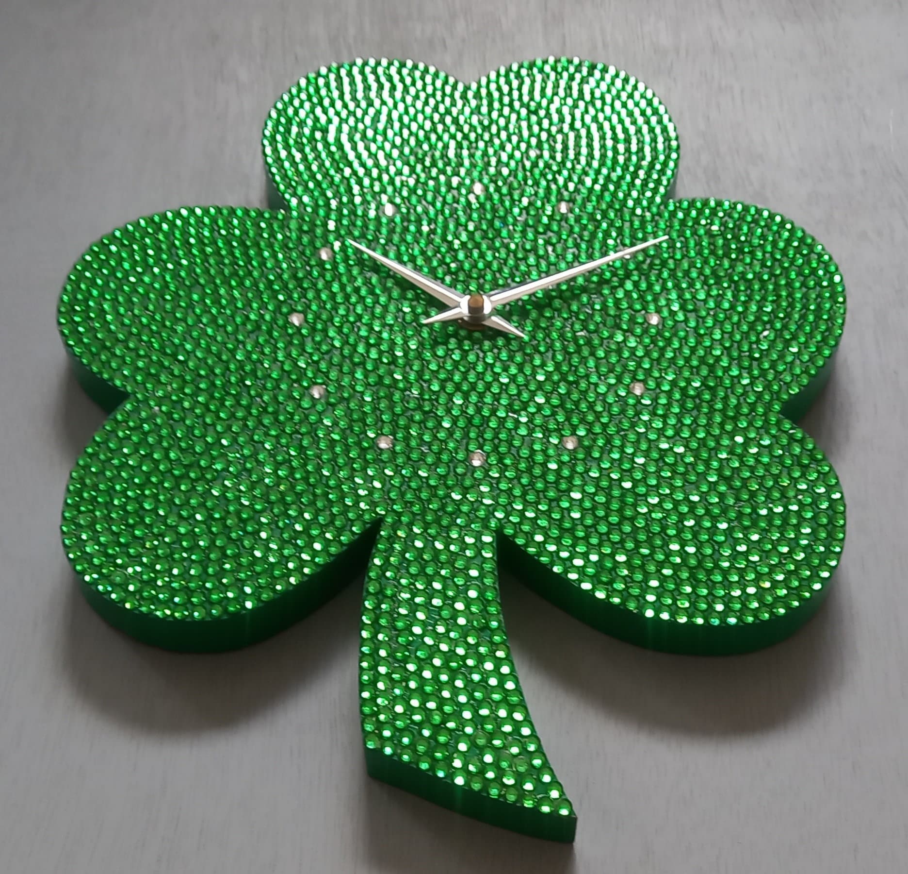 Shamrock Blinged up Clock With Over 1600 Rhinestone Crystals All Stuck ...