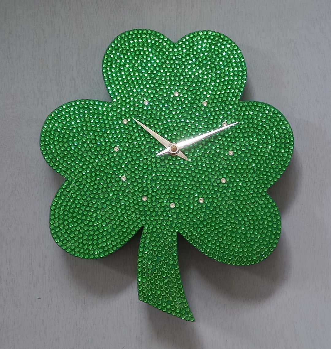Shamrock Blinged up Clock With Over 1600 Rhinestone Crystals All Stuck ...