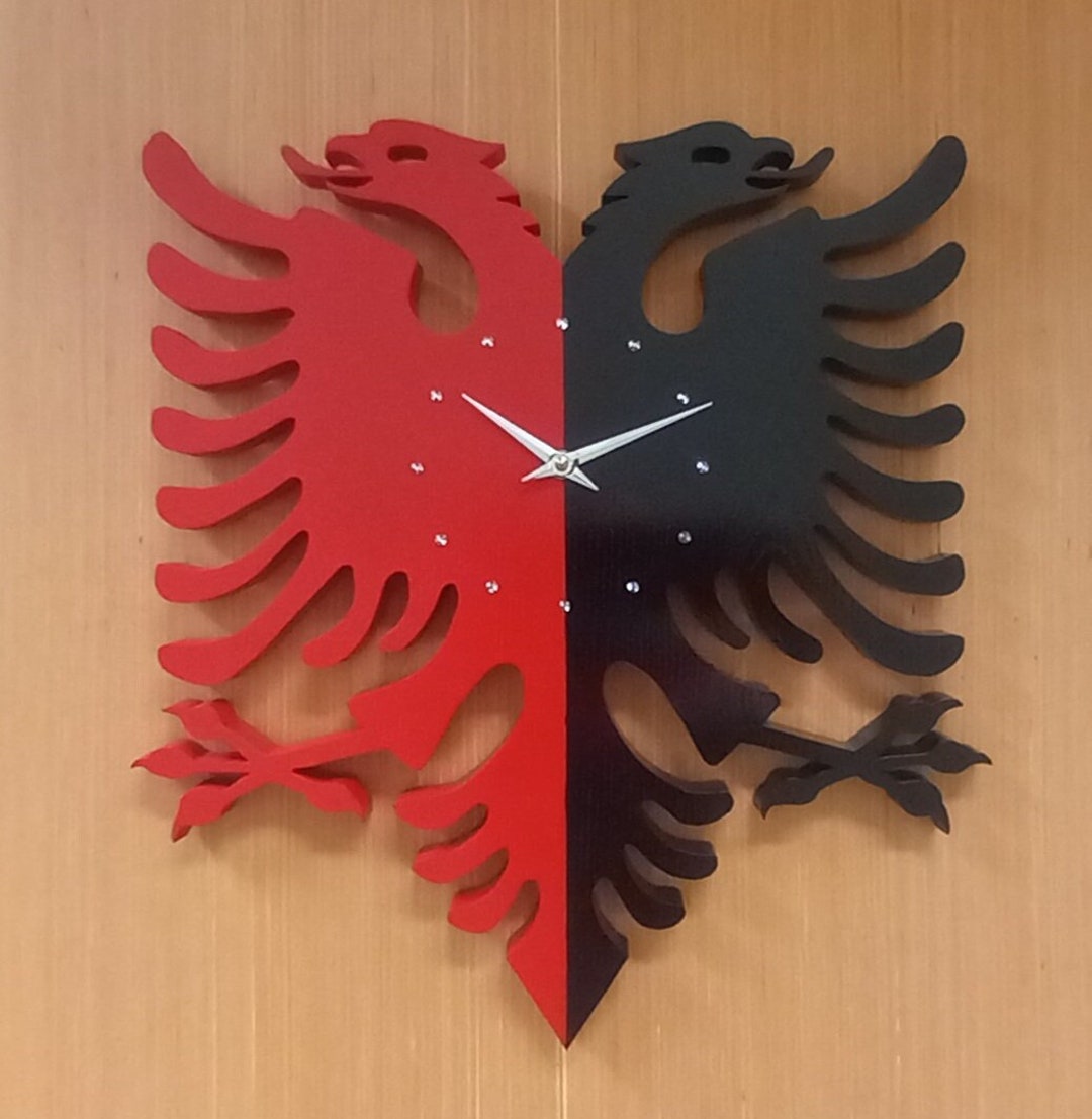 ALBANIA FLAG CLOCK, Double Headed Eagle Clock Handmade to the Highest ...
