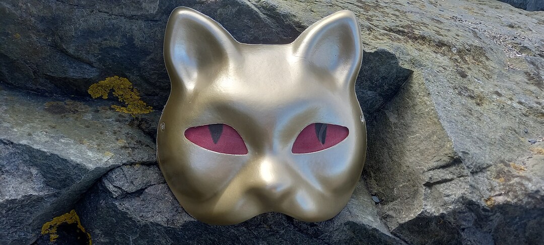 Gold Therian Cat Mask With Red and Black Eyes - Etsy