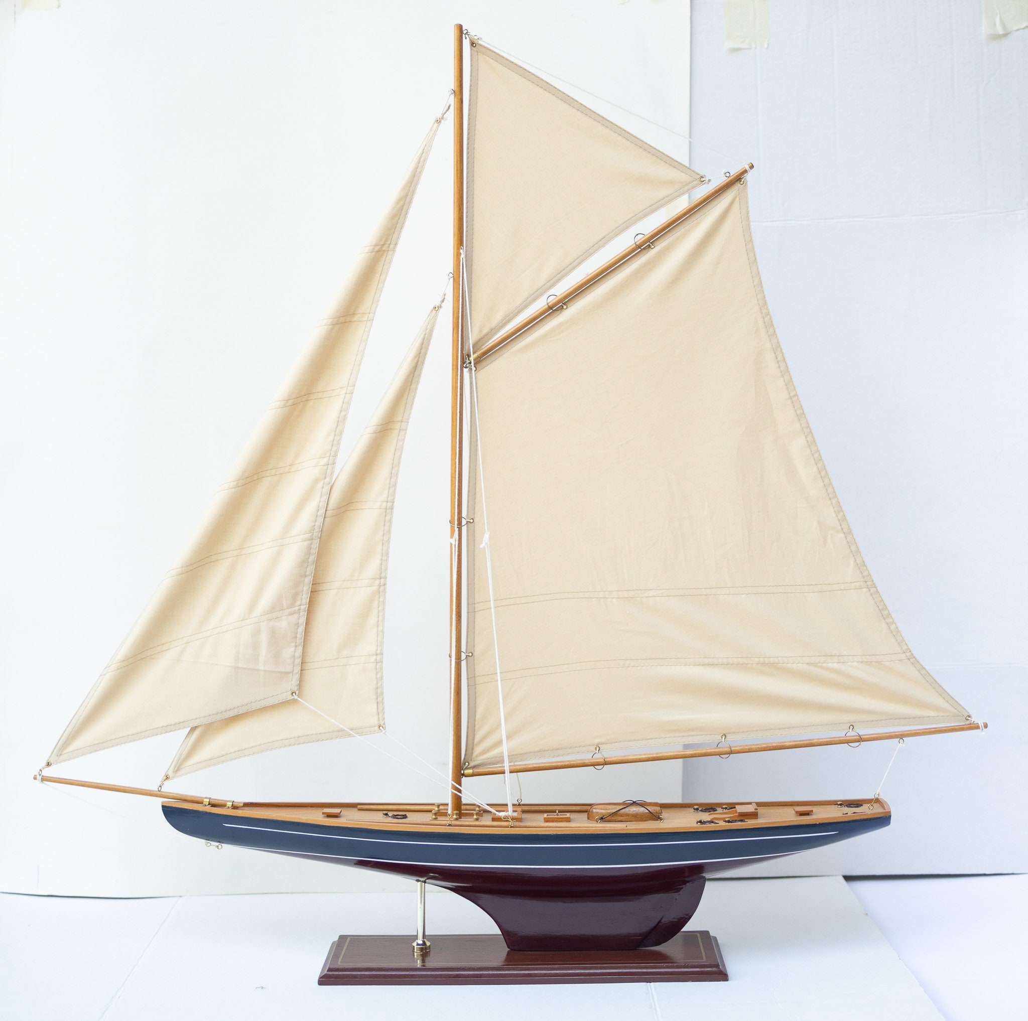 Vintage Yacht Sailboat Model With 4 Sails, 36 Inches Tall - Etsy