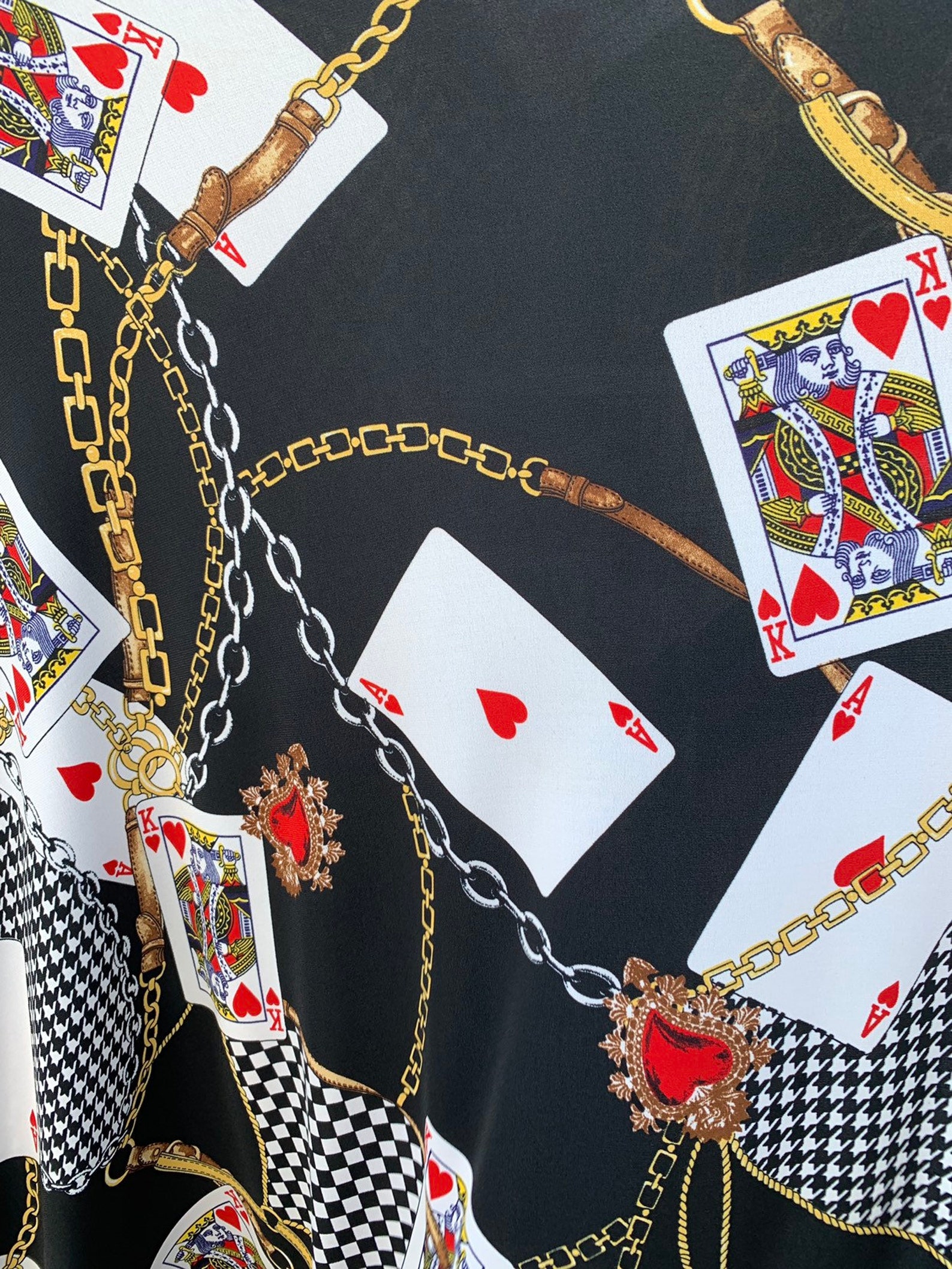 Multi Chain and Playing Cards Design Print on Poly Spandex - Etsy