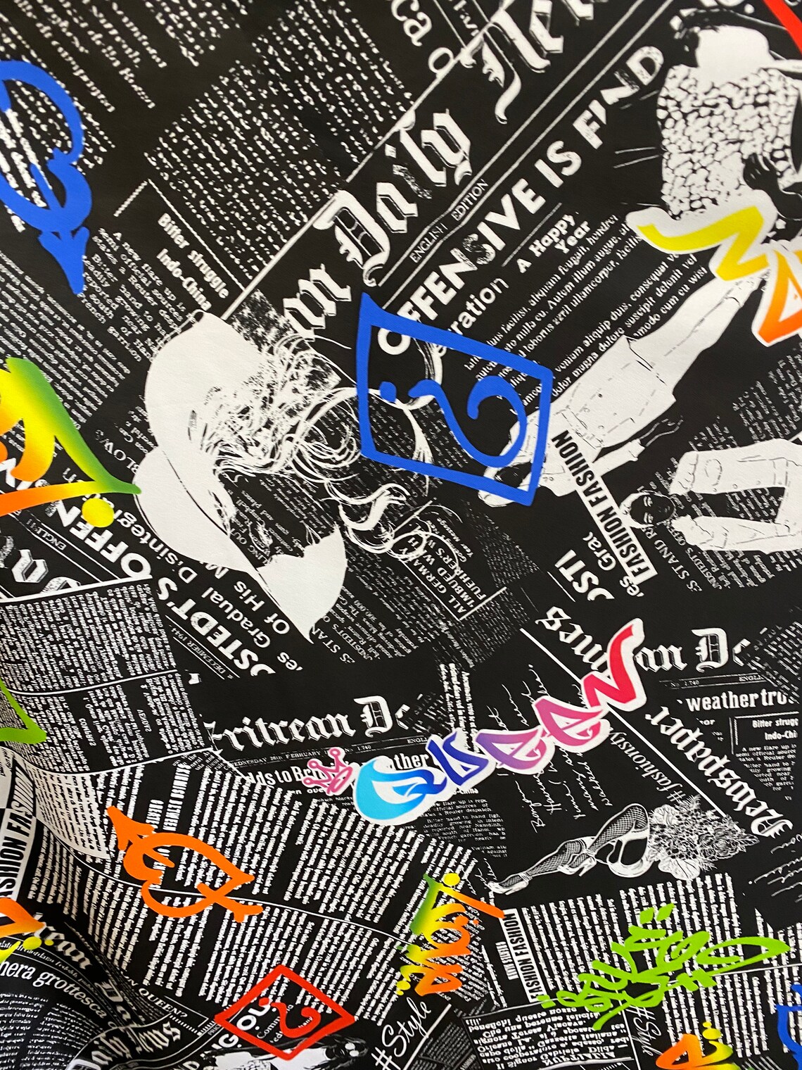 New Scuba Techno Print News Fashion Design 2-way Stretch 58/60” Sold by ...