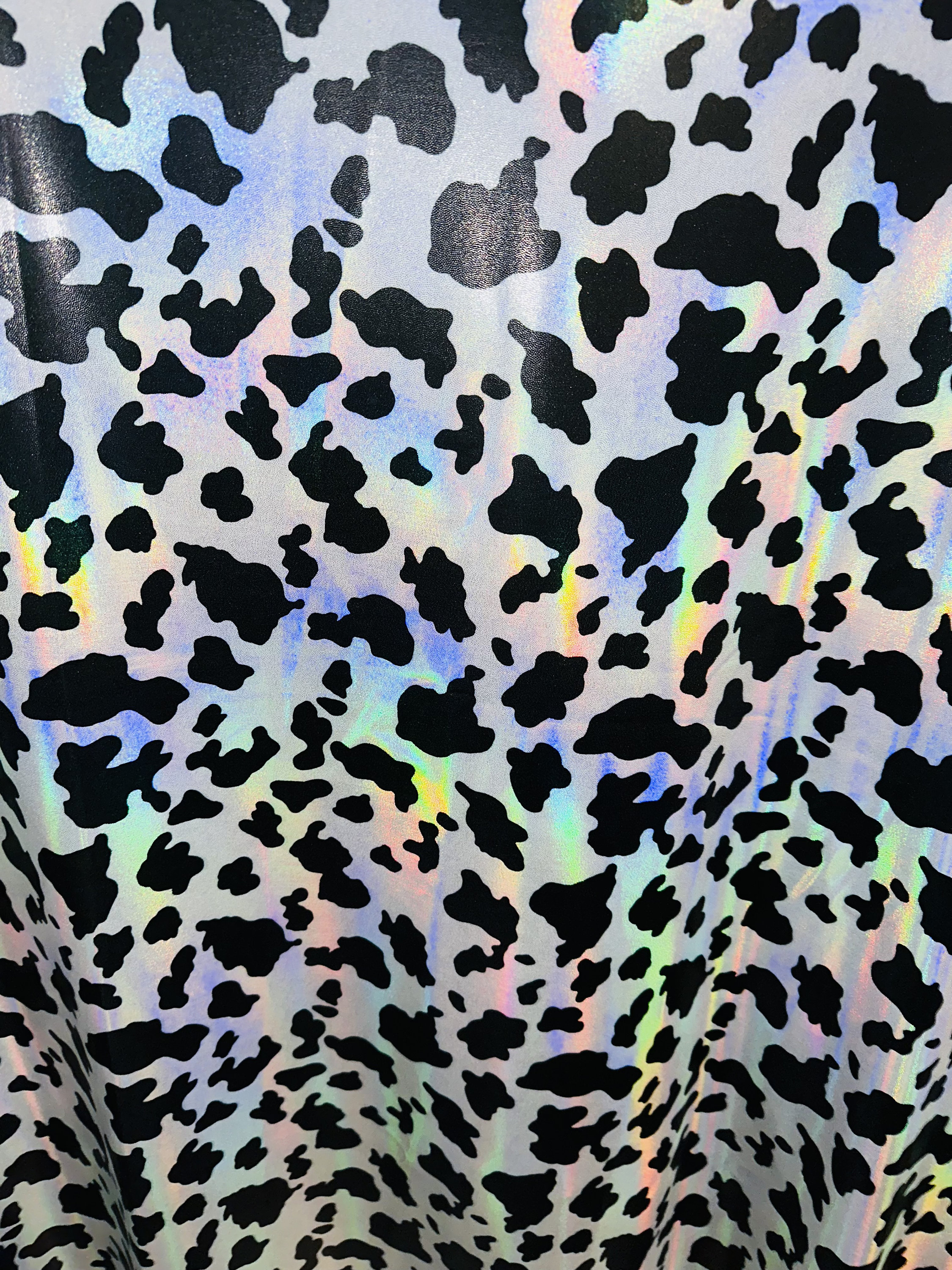 Luxury Cow Design on Hologram Metallic Nylon Spandex 4-way Stretch 58/ ...