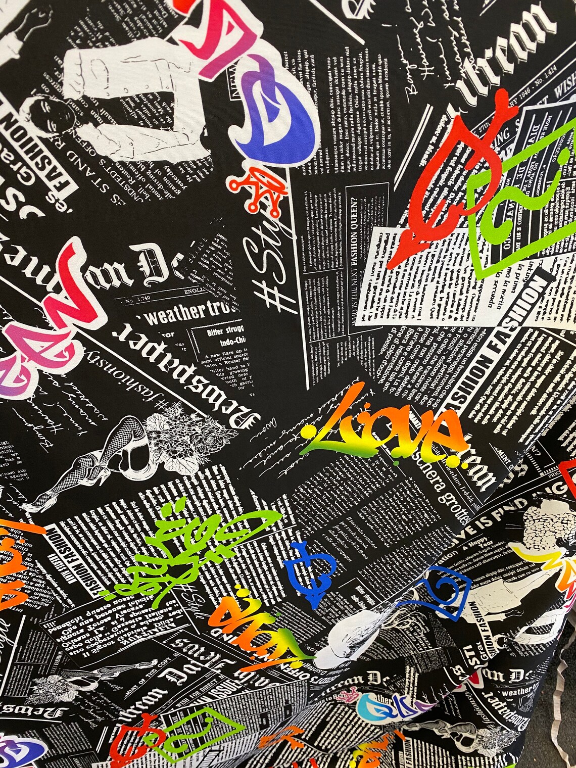 New Scuba Techno Print News Fashion Design 2-way Stretch 58/60” Sold by ...