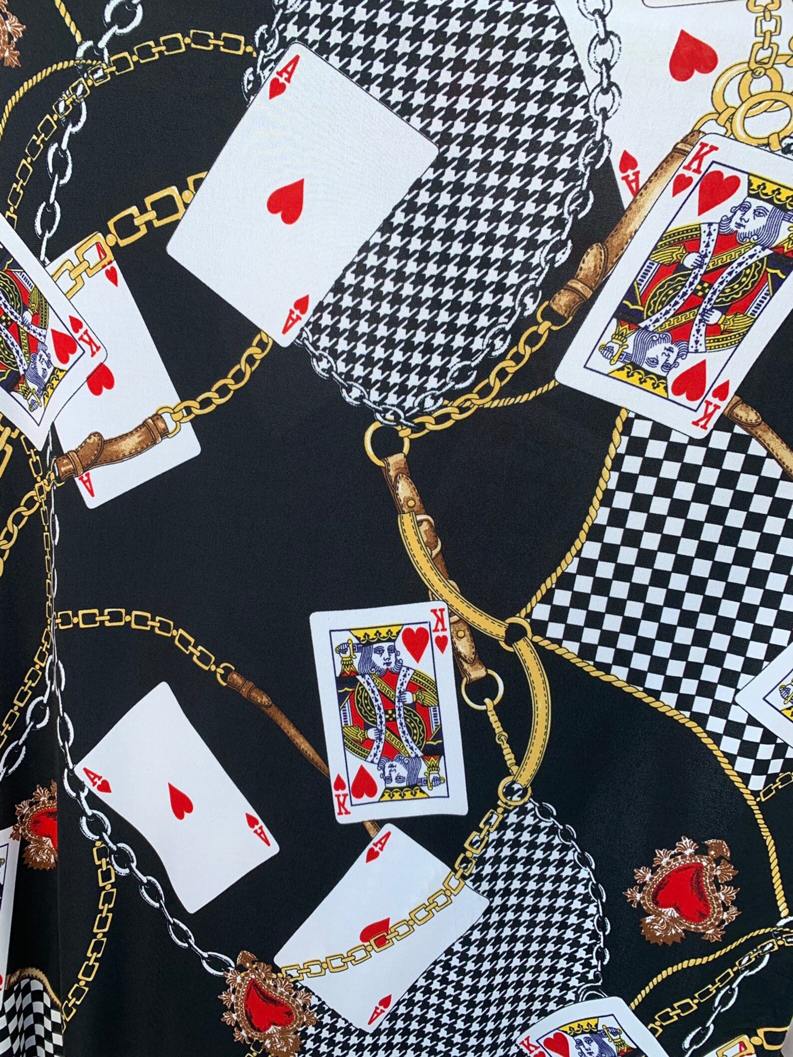 Multi Chain and Playing Cards Design Print on Poly Spandex - Etsy