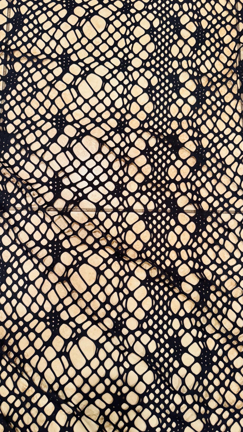 Black Fishnet Lacer Cut Design 4-way Stretch Nylon Spandex 58/60” High ...