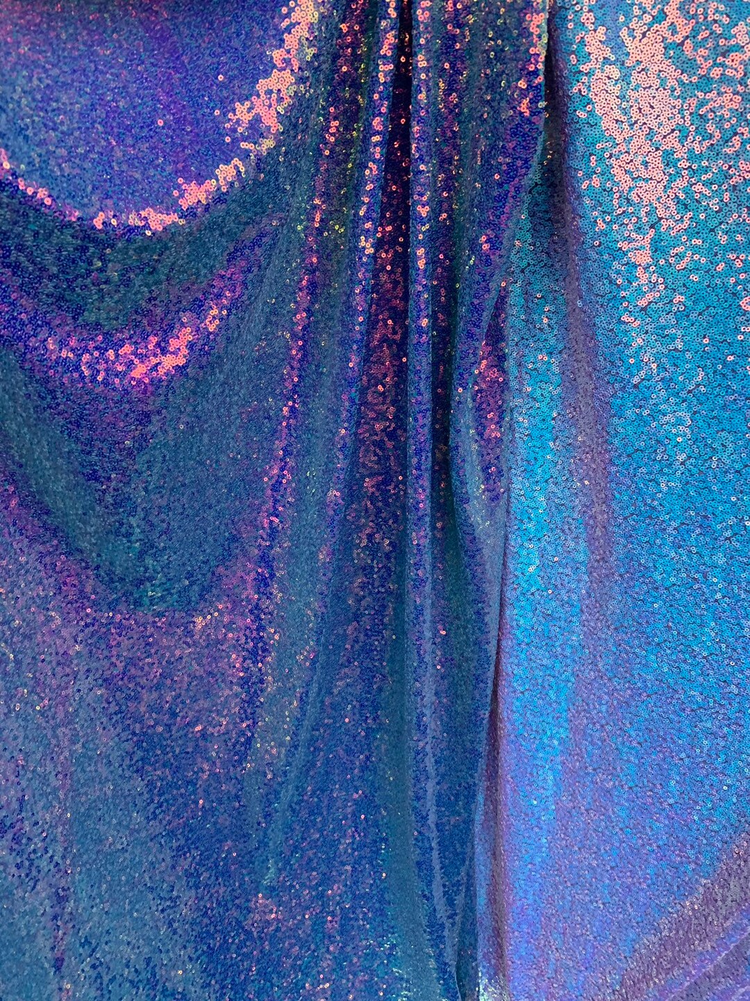 New Iridescent Mini Disco Sequins 3mm on Stretch Mesh 4way 58/60" Sold ...
