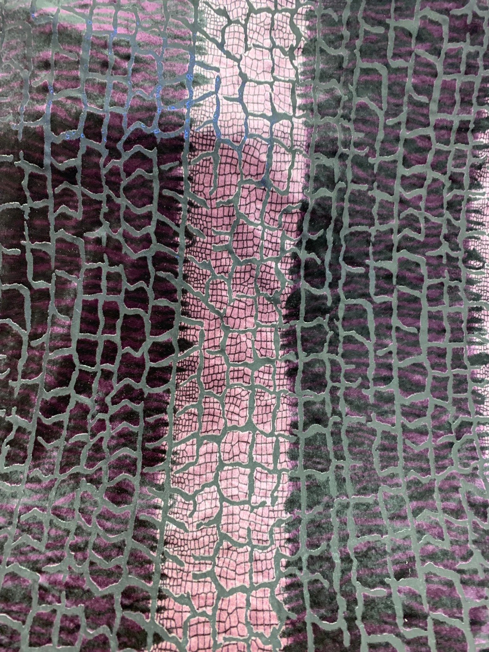 New Burnout Fine Velvet Animal Design 2tone 4way Stretch | Etsy