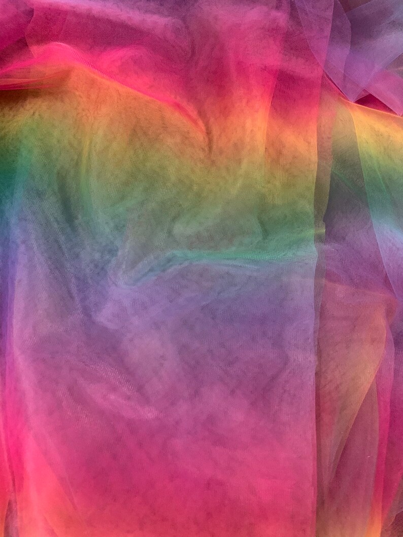 New Rainbow Design Print on Poly Stretch Mesh 2 Way Stretch | Etsy