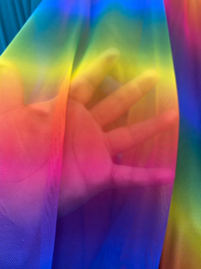 New rainbow design print on power mesh nylon spandex 4-way | Etsy