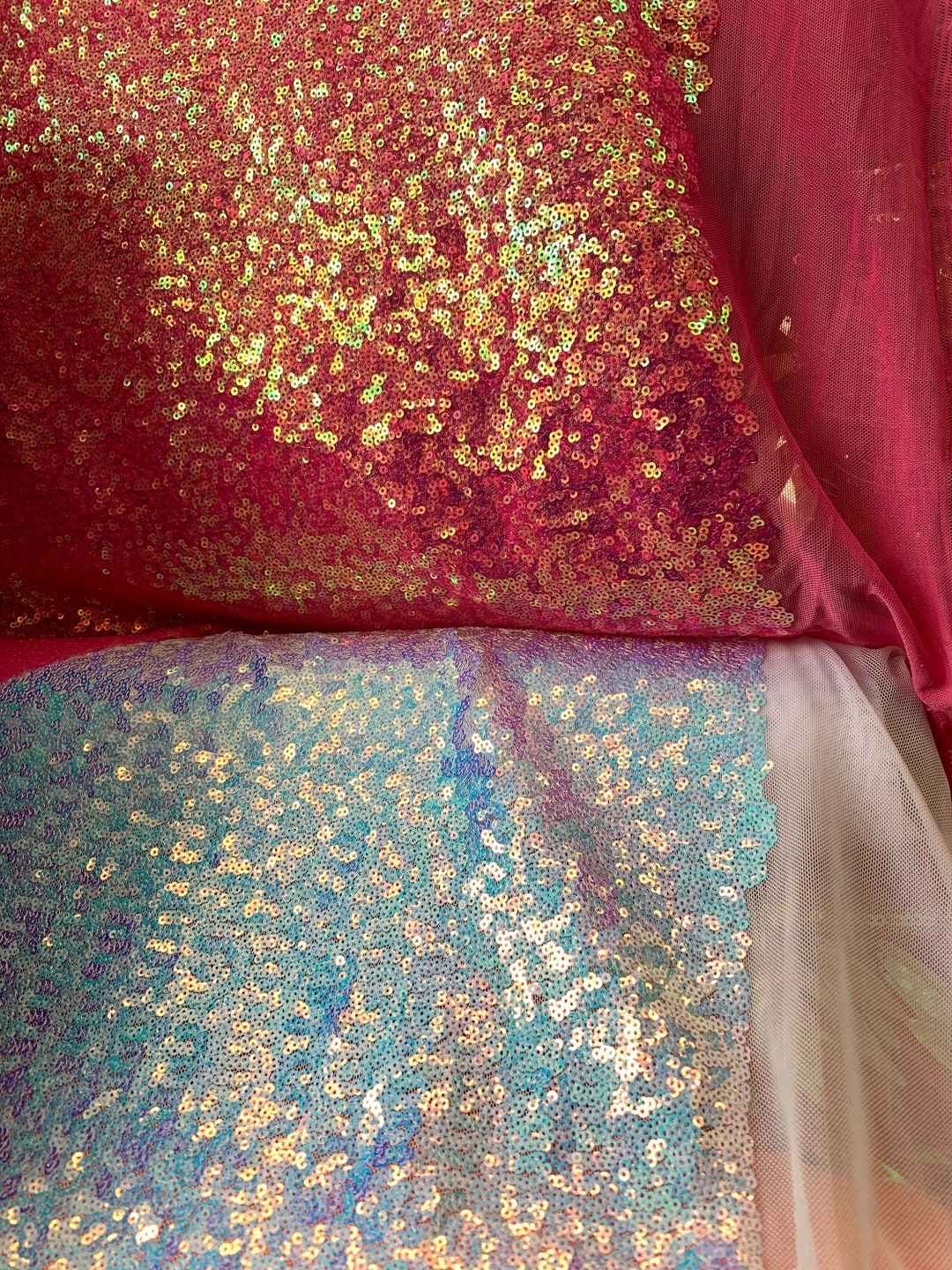 New Sequins Cosmic Iridescent Mini Glitz Sequins Embroidered on Stretch ...