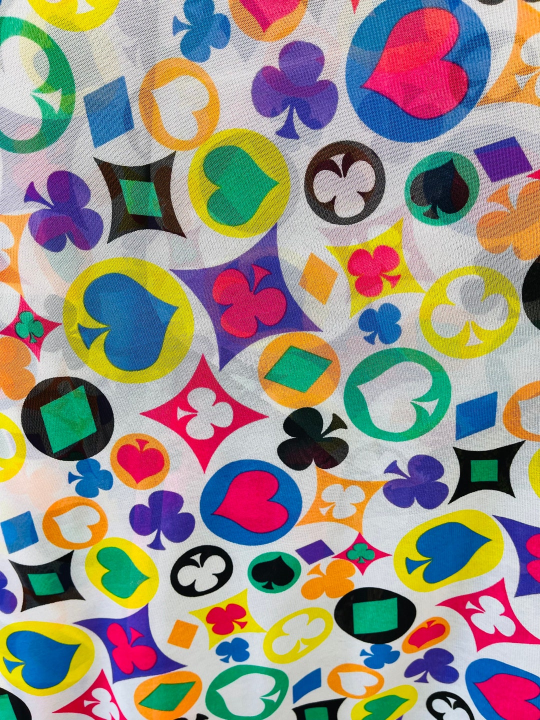 Symbol Playing Cards Designs Print on Power Mesh 4-way Stretch 58/60 ...