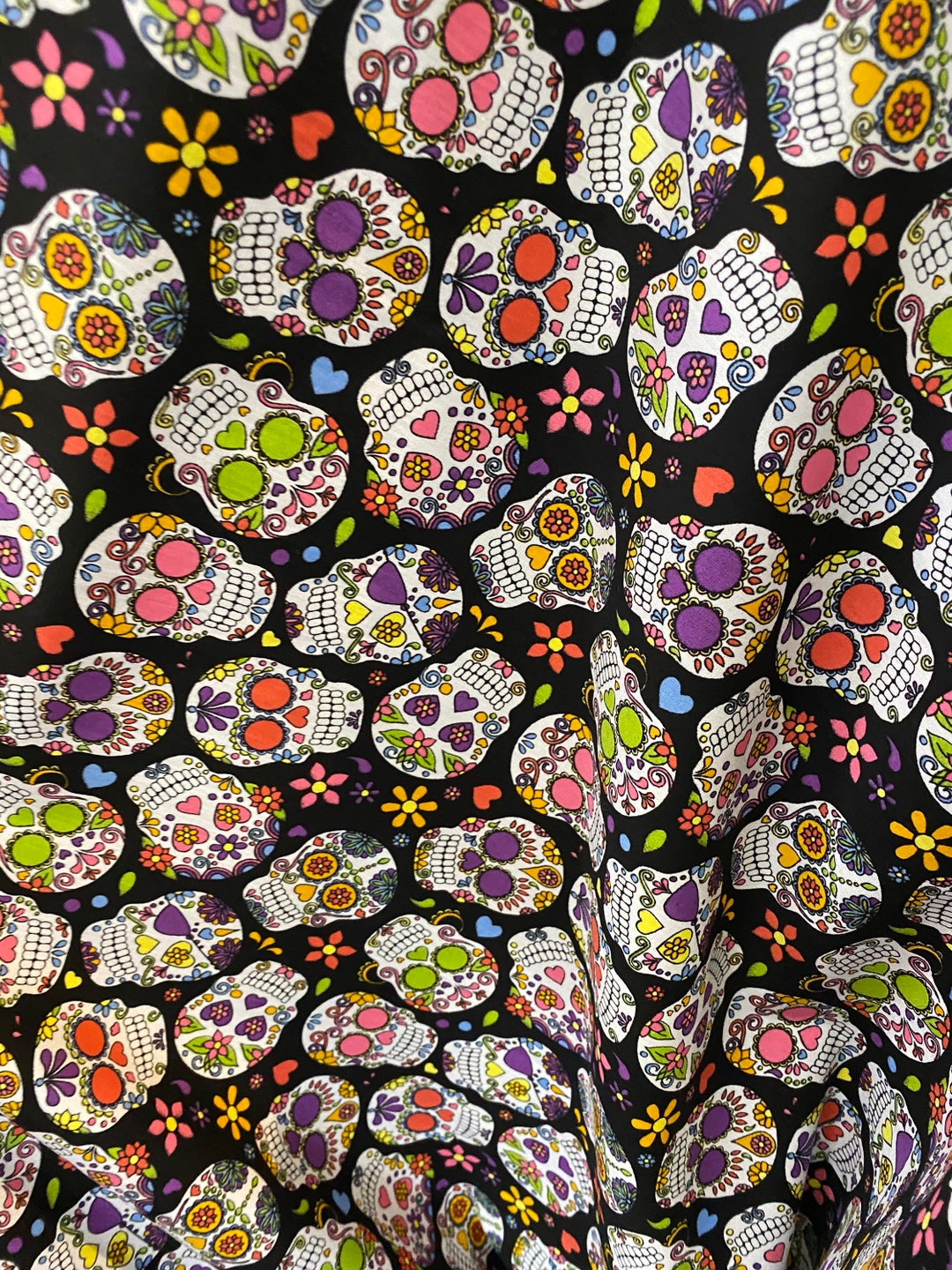 100% Cotton Skull Print Design Multicolor Very Soft Fabric Non Stretch ...
